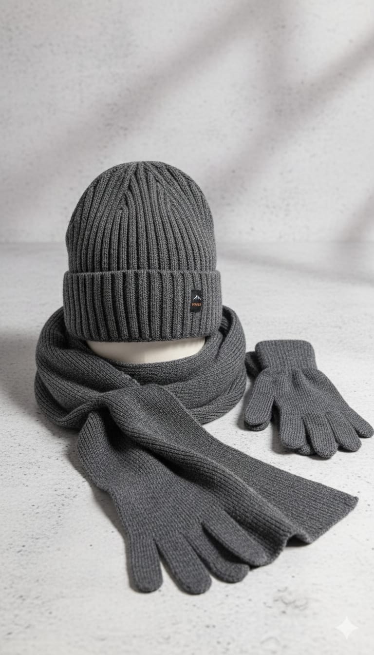 Set fes din lana cu fular si manusi – Lianis Fashion